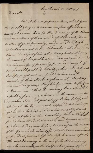 Letter, 'On Mr Debraw's improvement in bee-culture' from Nathaniel ...